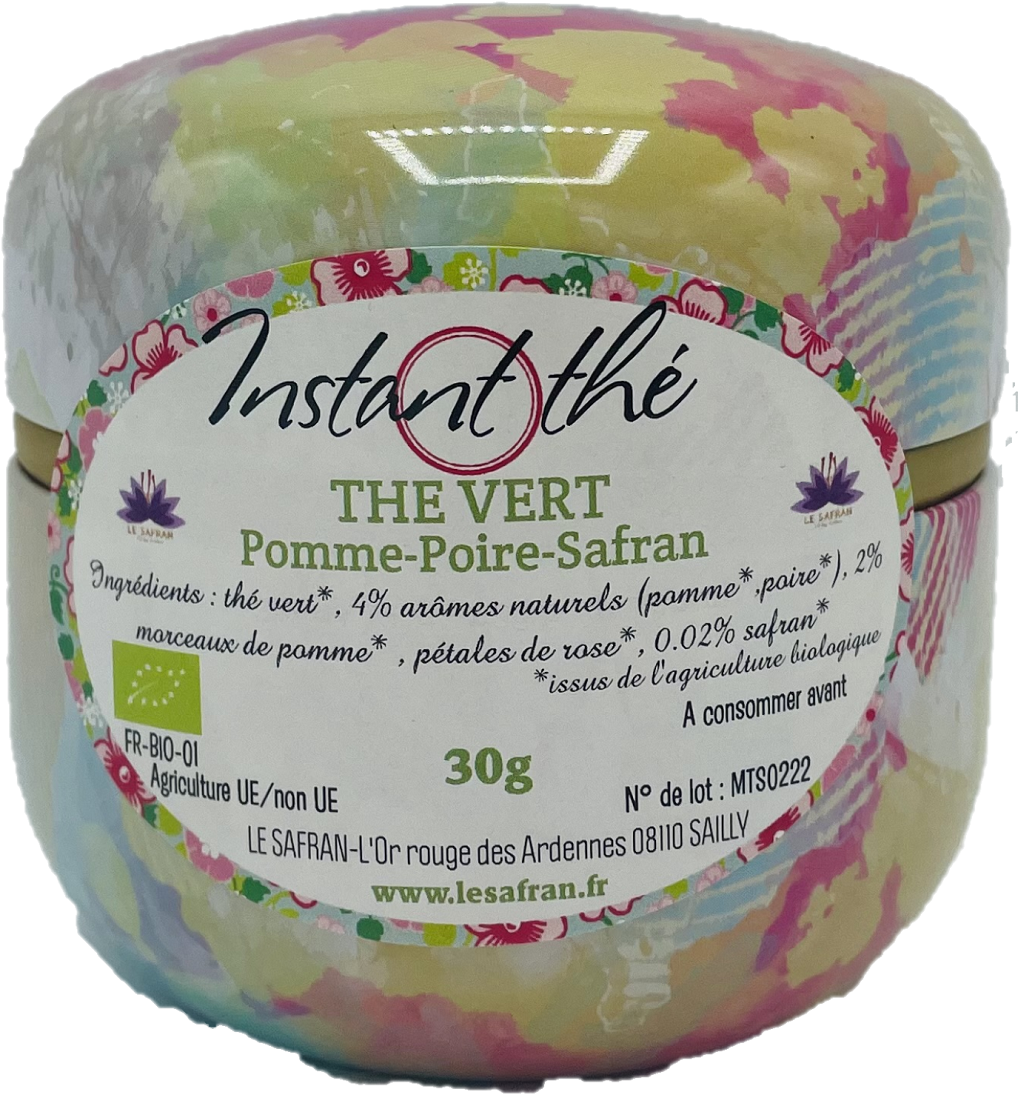 Thé vert Pomme Poire Safran 30g - Thés et Infusions au safran ...