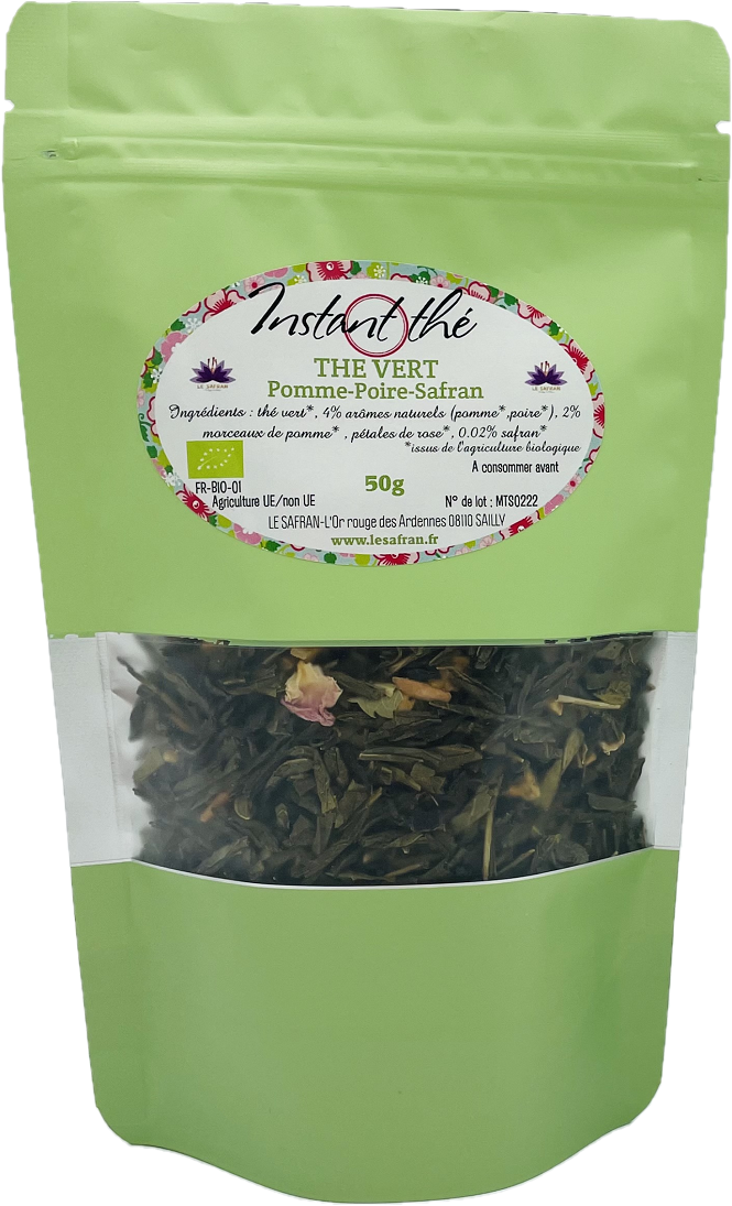 Thé vert Pomme Poire Safran 50g - SAFRAN ET PRODUITS